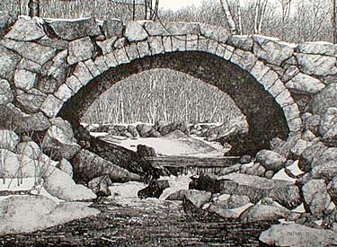 Stone Bridge Pen & Ink Print - Gene Matra Pen and Ink Drawings